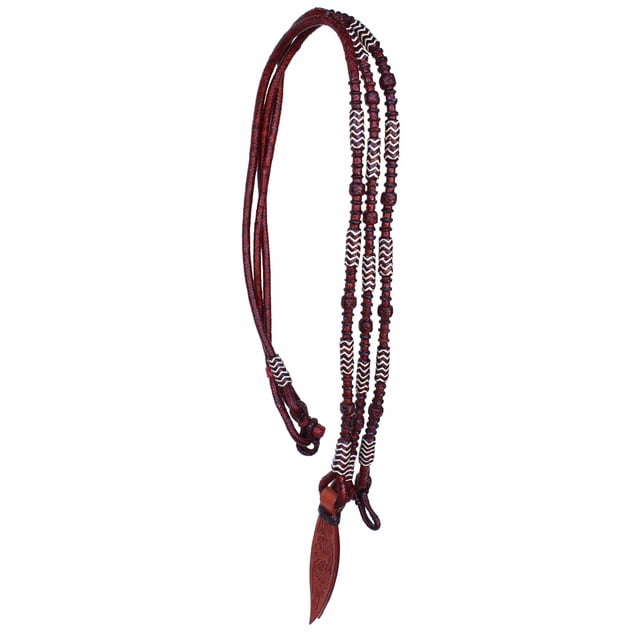 Horse Western Tack Cherry Leather Rawhide Romel Romal Reins Tooled ...