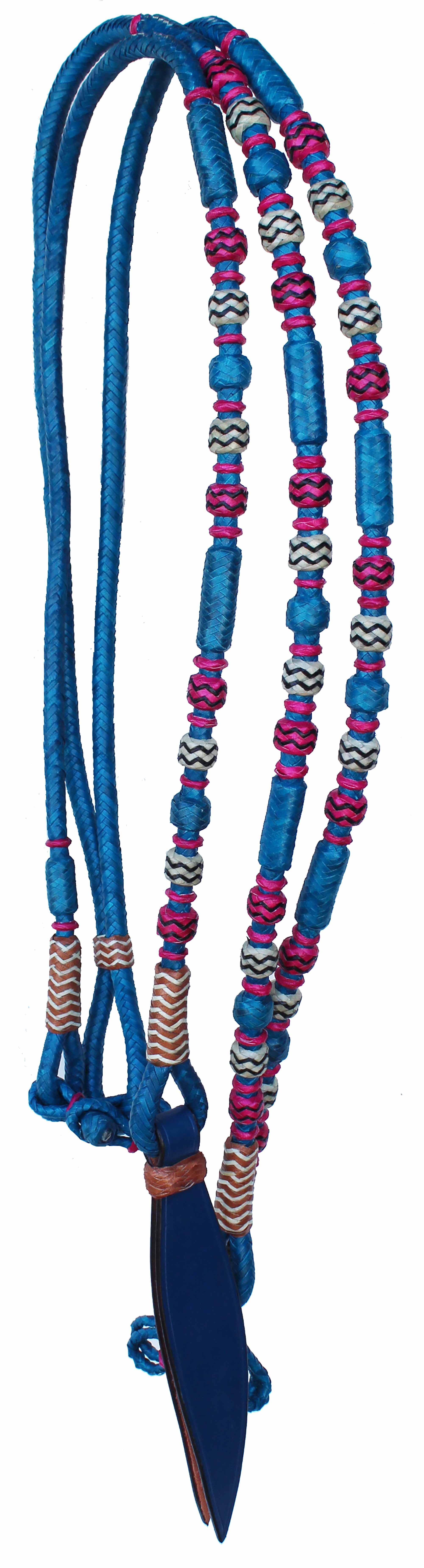 Horse Western Tack Leather Rawhide Romel Romal Reins Contoured Popper ...