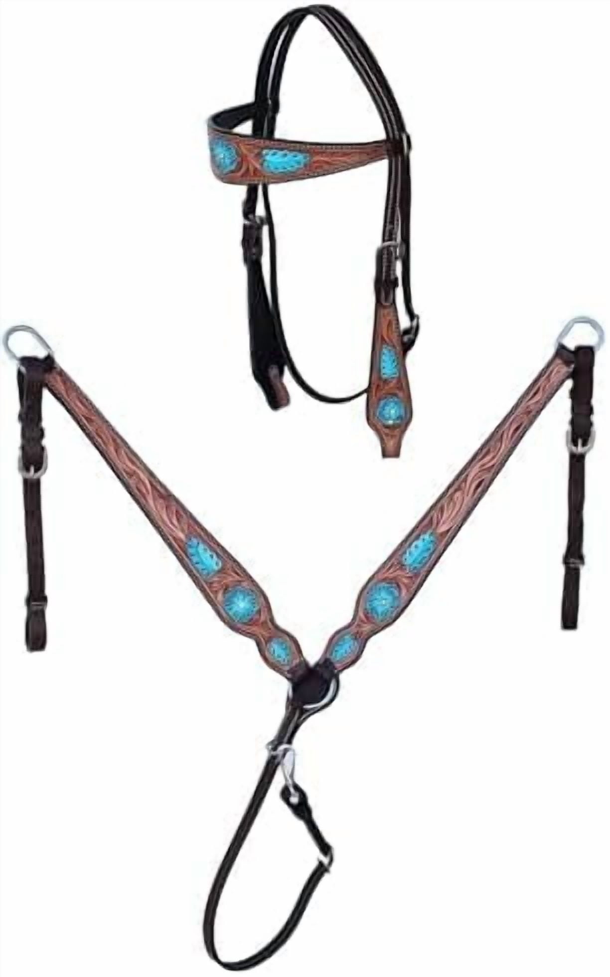 Horse Western Tooled Leather Bridle & Breast Collar Tack Set - Walmart.com