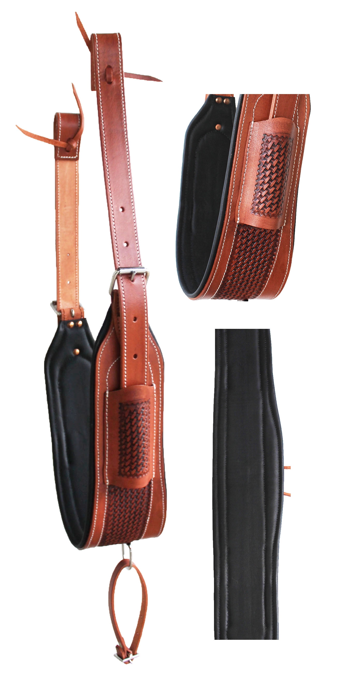 Horse Western Tooled Padded Leather Rear Flank Back Saddle Cinch ...