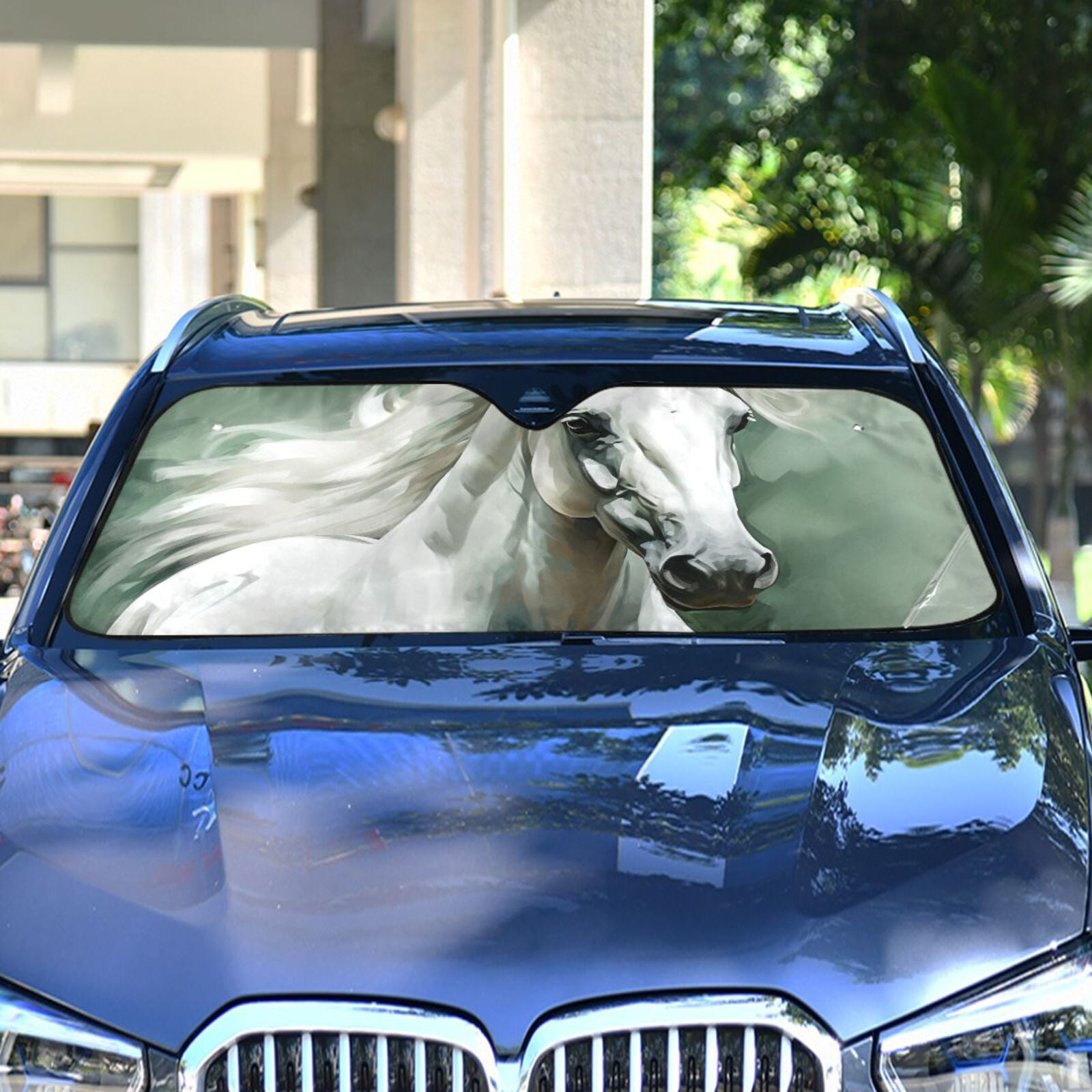 Horse White Automotive Front Car Windshield Sun Shade Reflector ...