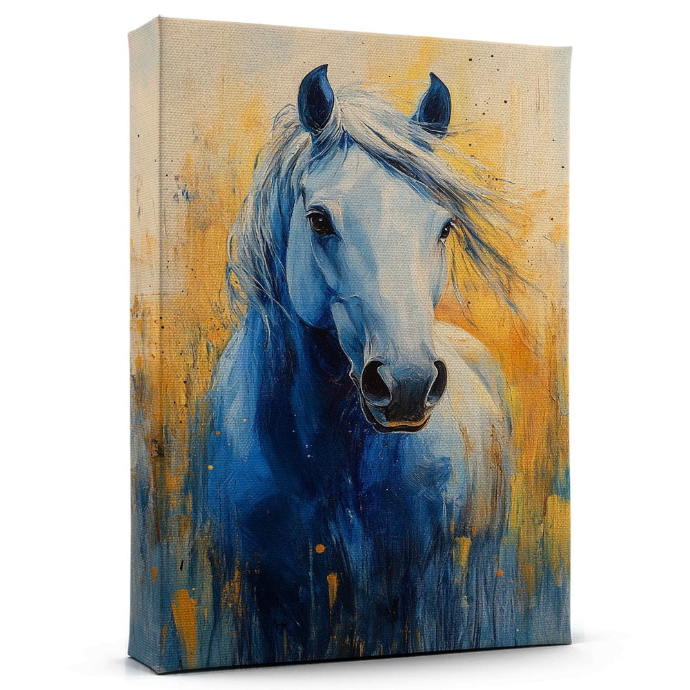 Horse White Shire Canvas For Wall, Funny Animal Decor Horse White Shire ...