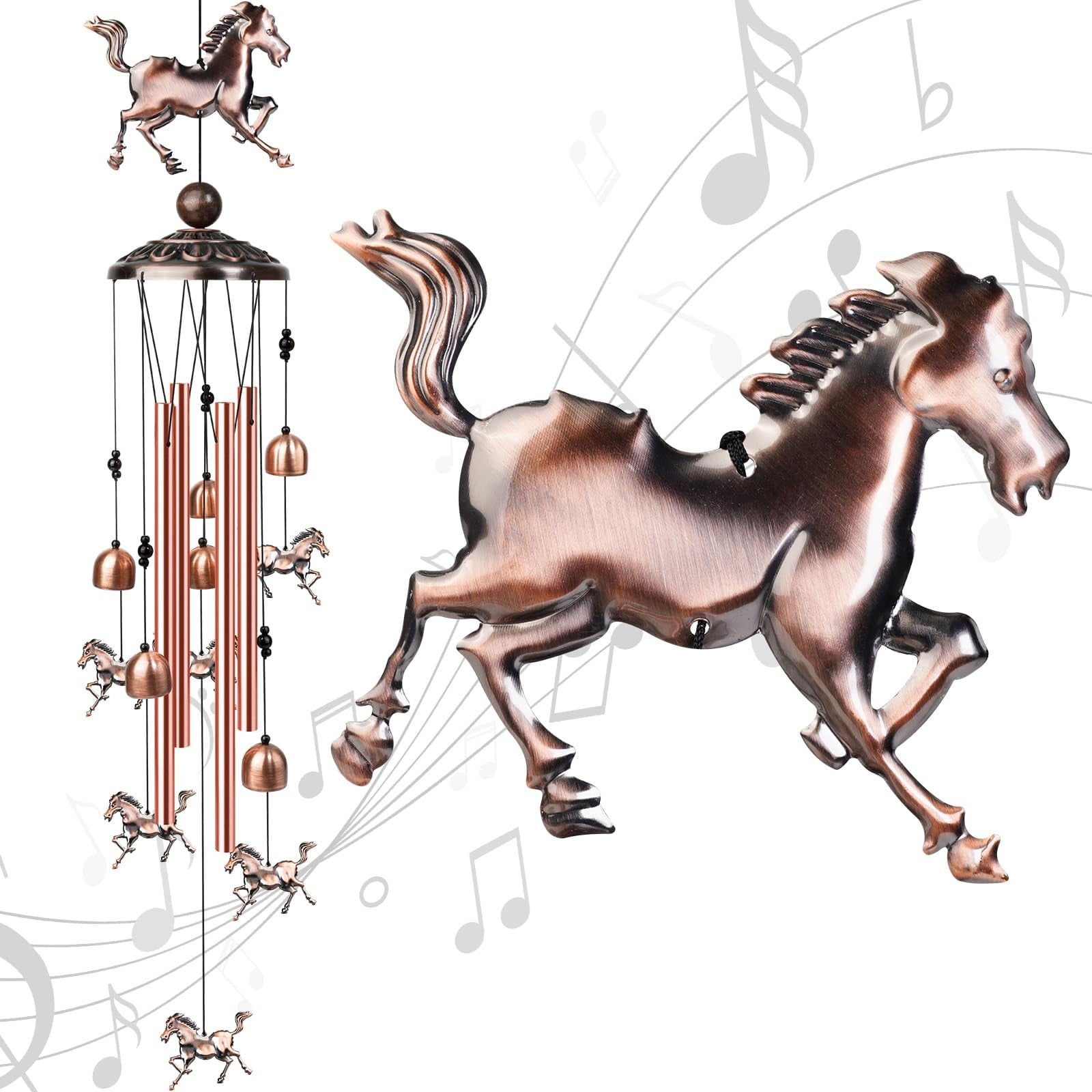 Horse Wind Chimes Decor 37 Inch Pure Hand Made Metal Musical Wind Bells ...