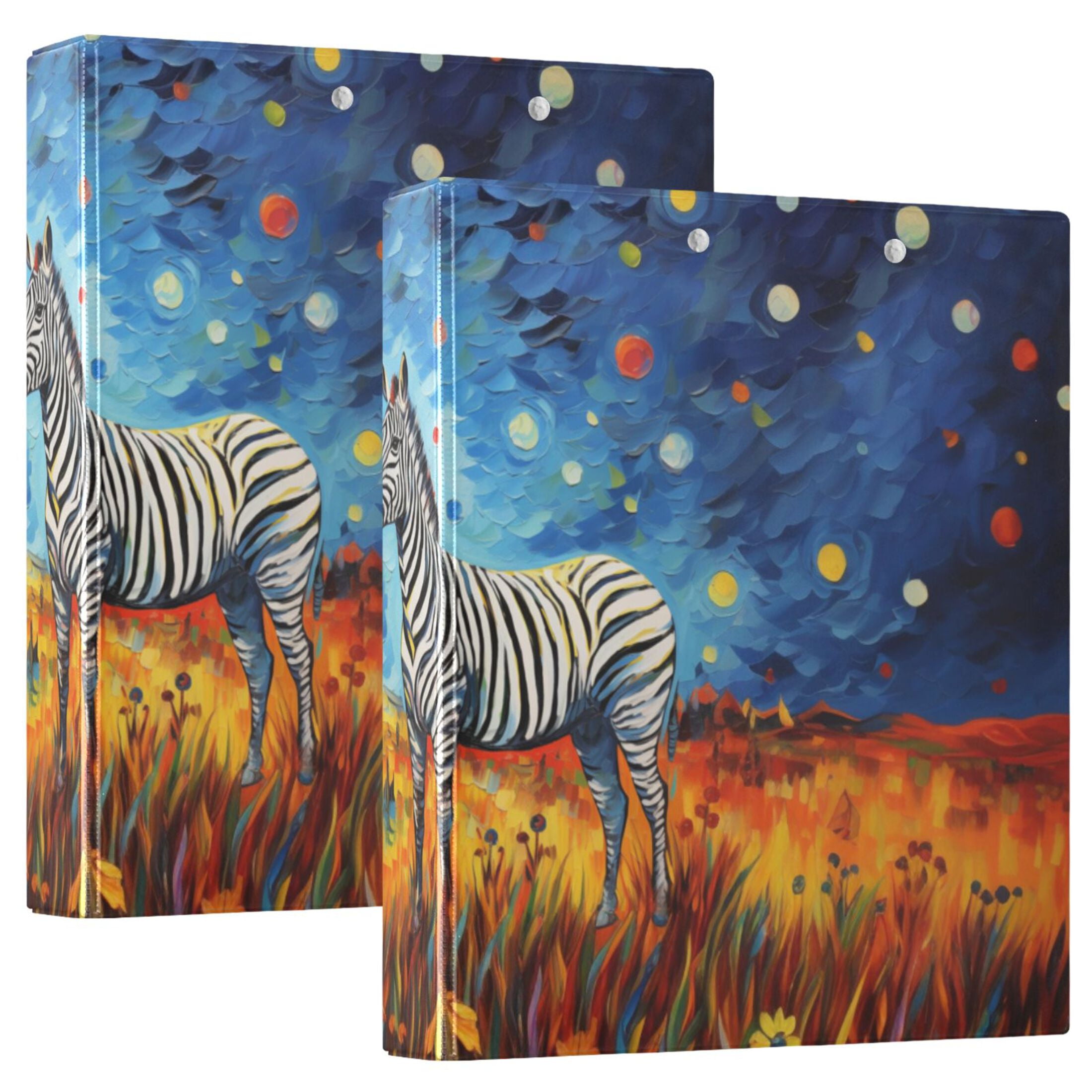 Horse Zebra Flowers Stars and Moon 3 Ring Binders 1.5 inch Hardcover ...