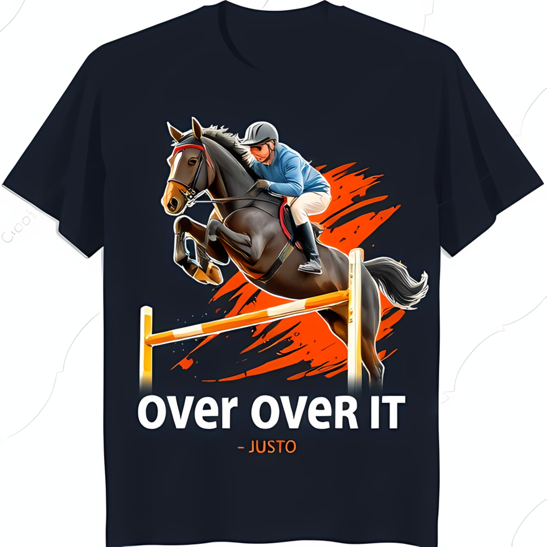 Horse and Rider Jumping T-Shirt Bold Equestrian Design in Black ...