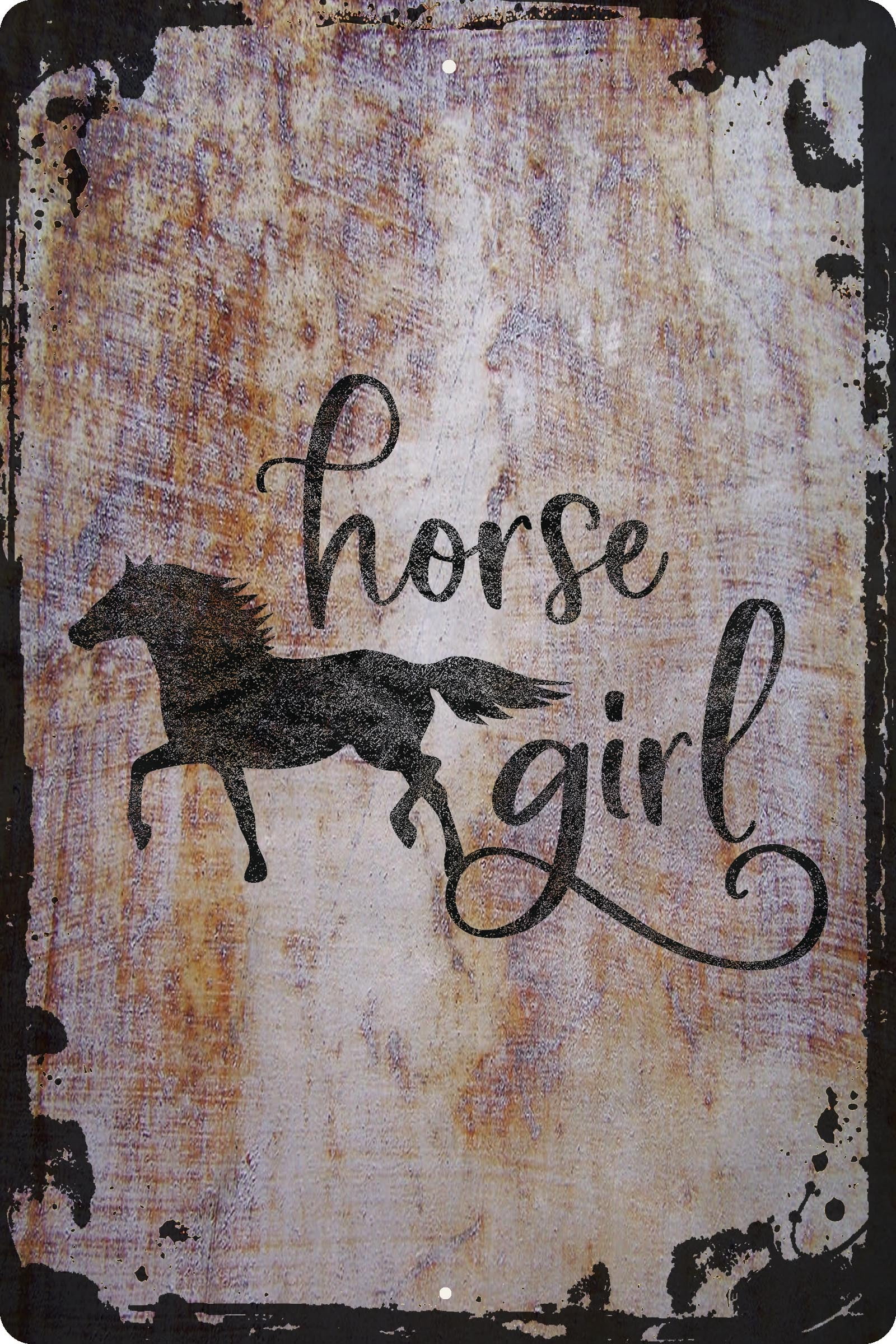 Horse girl cursive silhouette rider stable barn cowgirl Beige Wall Art ...