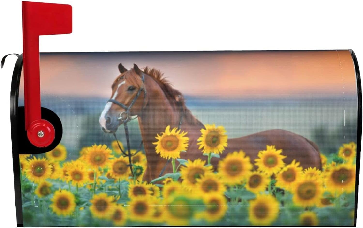 Horse in Sunflower Field Mailbox Covers Magnetic Standard Size 18" X 21 ...