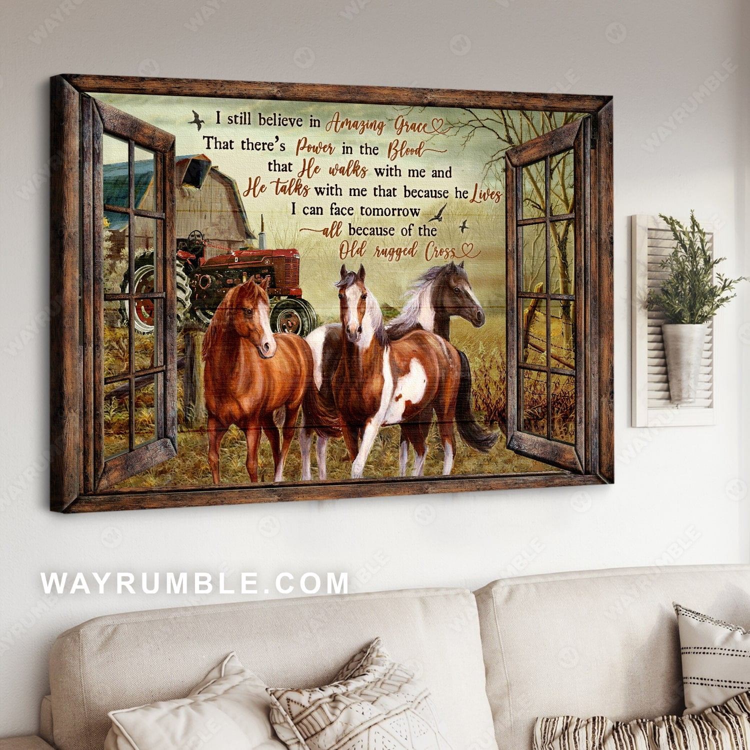 Horse painting, Countryside landscape, Barn house and truck, I still ...