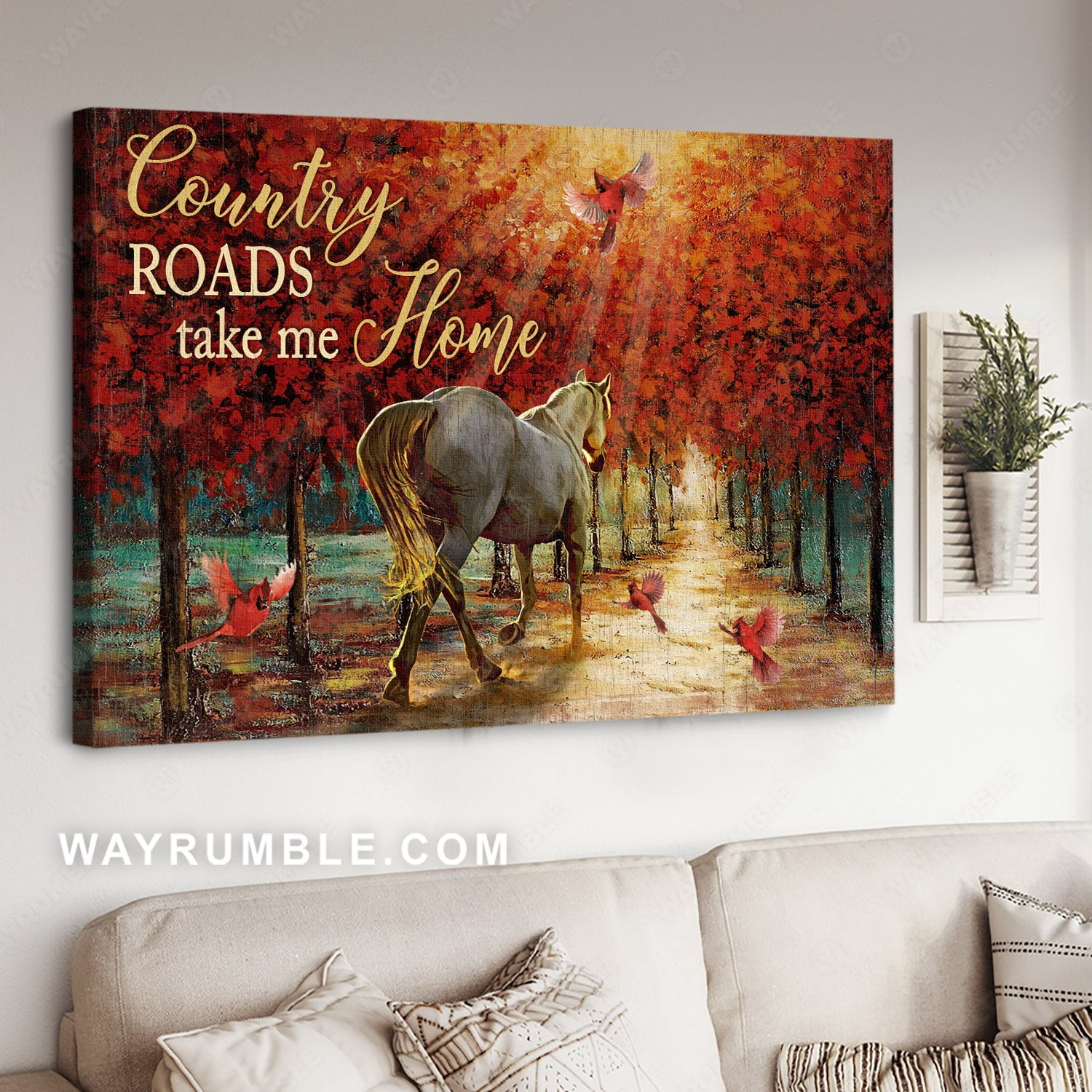 Horse painting, Red cardinal, Red maple road, Country roads take me ...