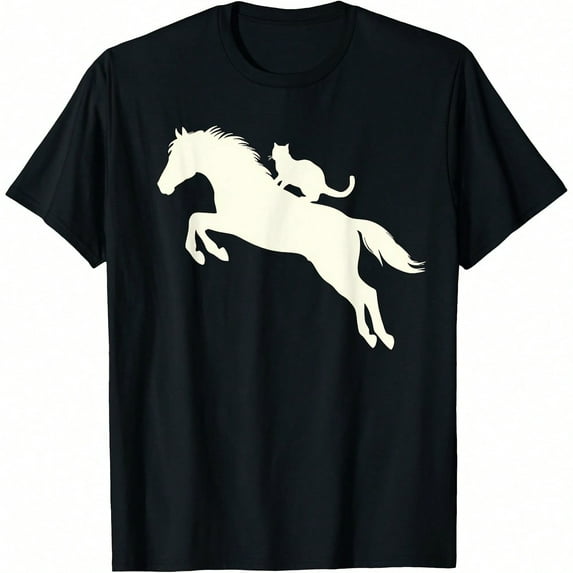 Horseback Riding Cat Silhouette for Animal Lovers Funny Cat T-Shirt.JPG ...