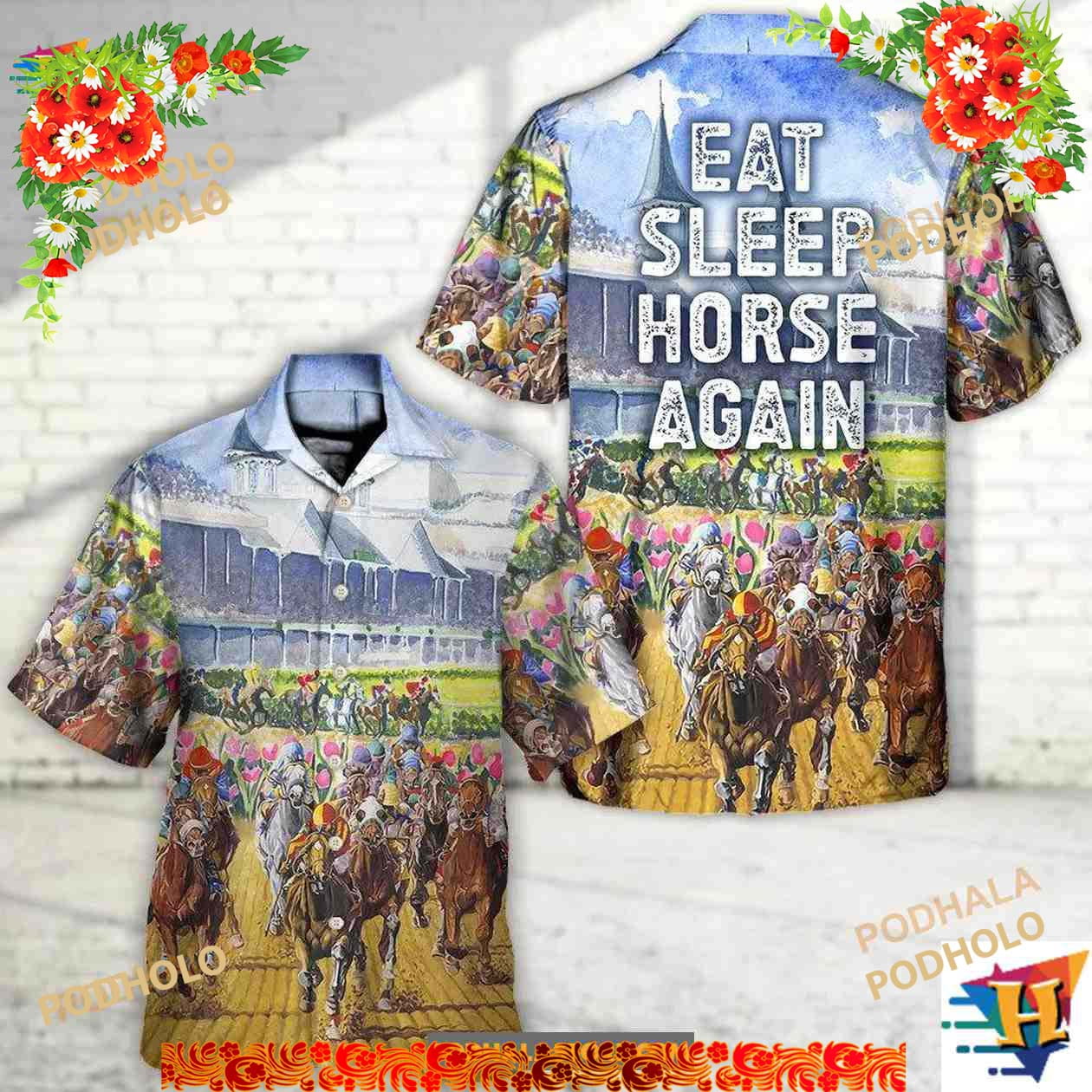Horseback Riding Eat Sleep Horse Again Hawaiian Shirt, Gifts For Horse ...