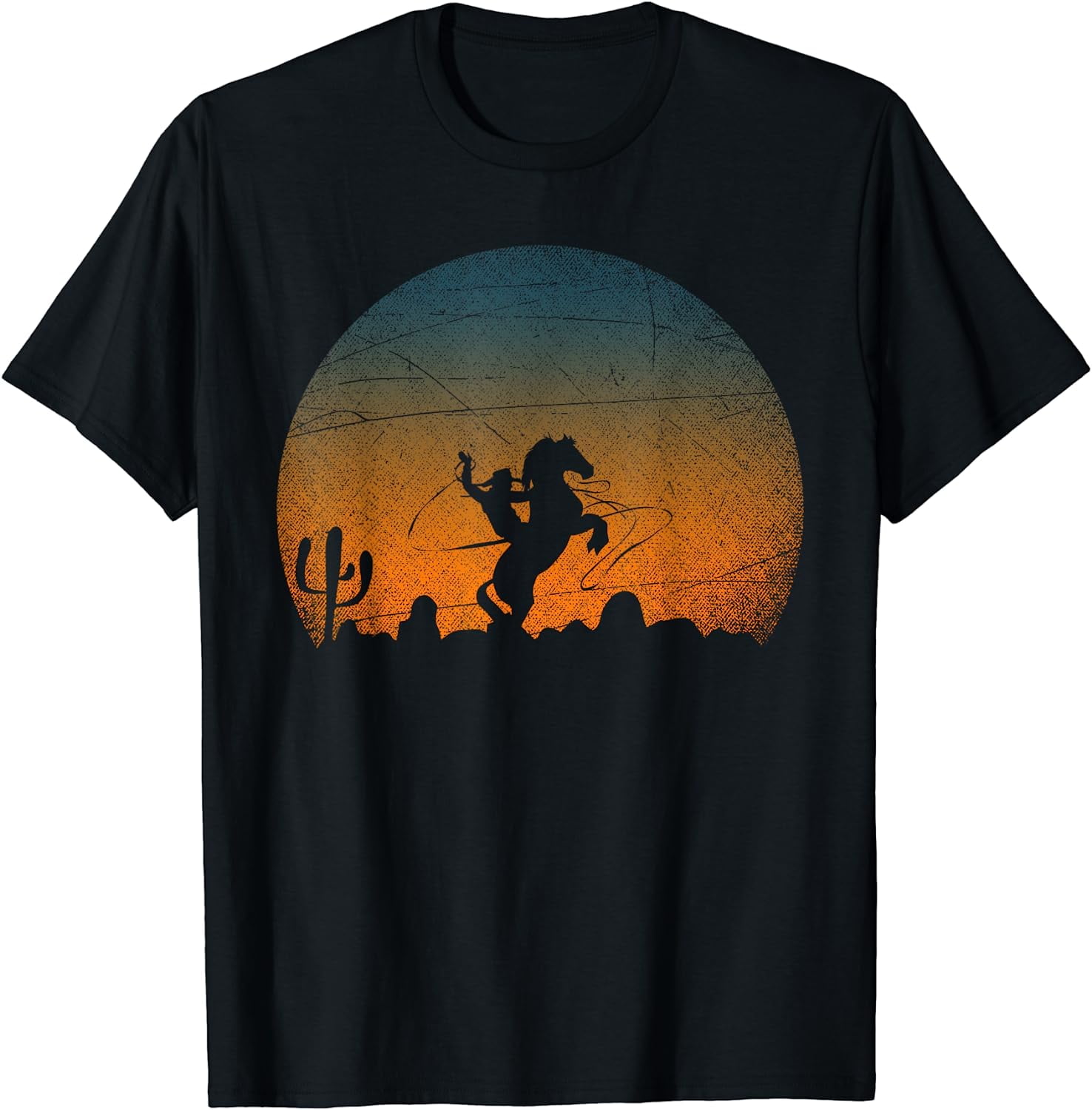 Horseback Riding Yeehaw Bull Riding Howdy Sunset Cowboy T-Shirt ...