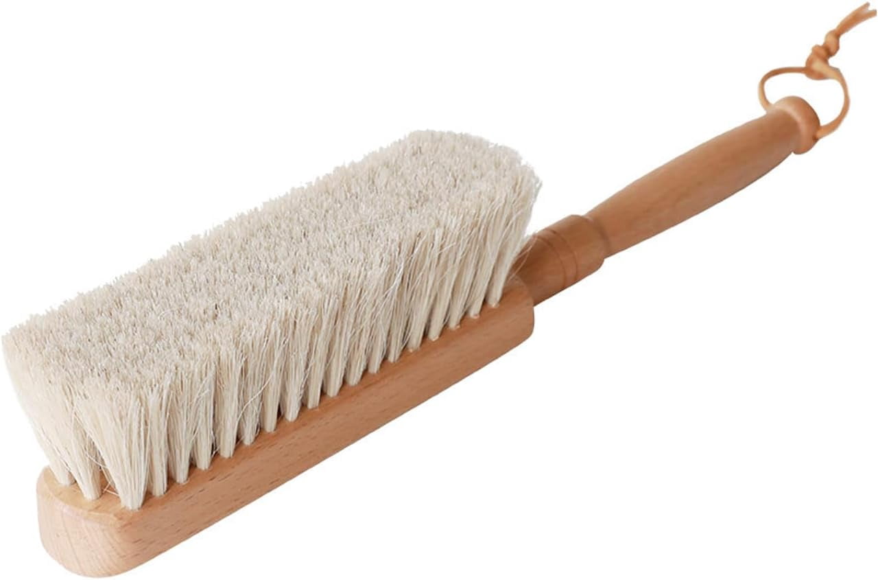 Horsehair Brush with Long Beech Wood Handle, Hand Broom for Counter ...