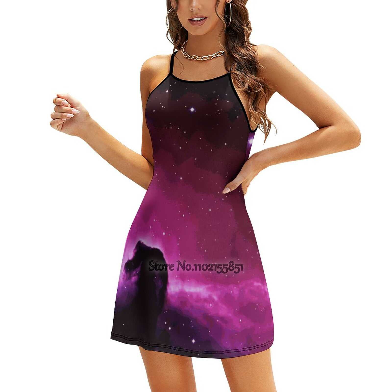 Horsehead Nebula Back Lacing Backless Dress Square Neck Dress Evening ...