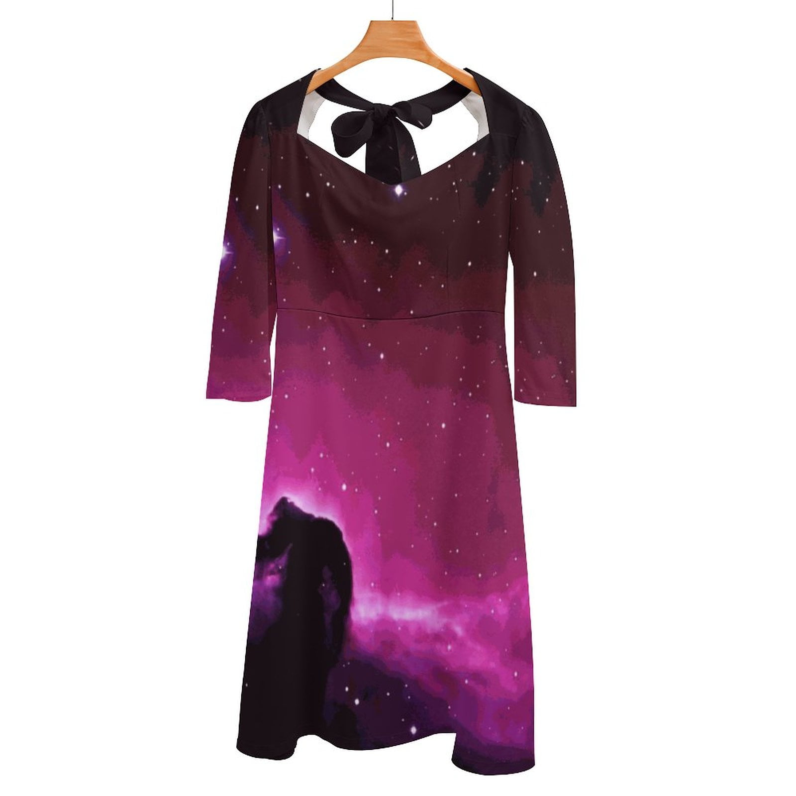 Horsehead Nebula Back Lacing Backless Dress Square Neck Dress Evening ...