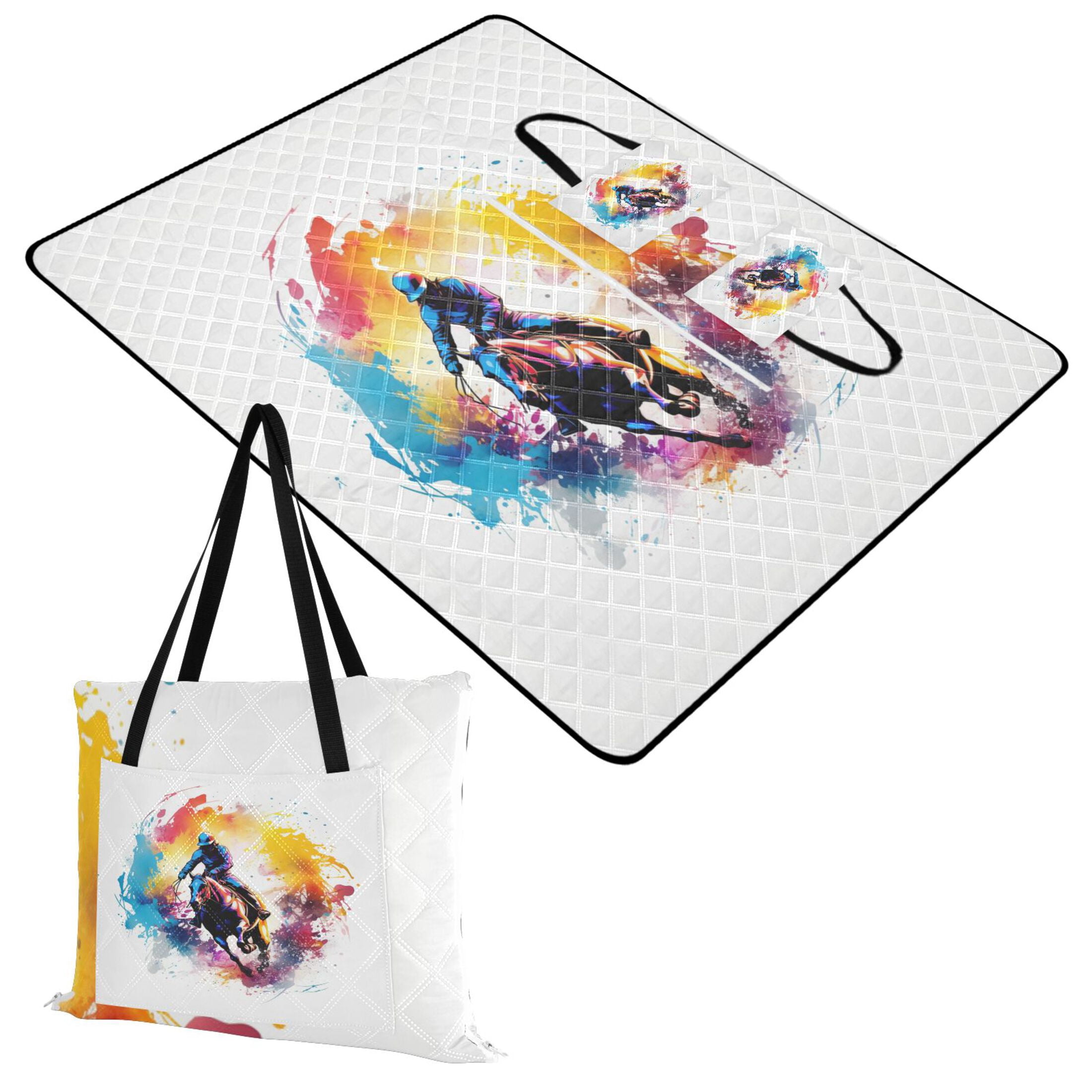 Horseman Riding Horse Extra Large Picnic Beach Blanket Waterproof Sand ...