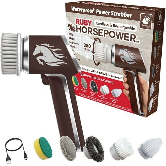 RUBY Horsepower Cordless Rechargeable Power Scrubber with 350 RPM ...