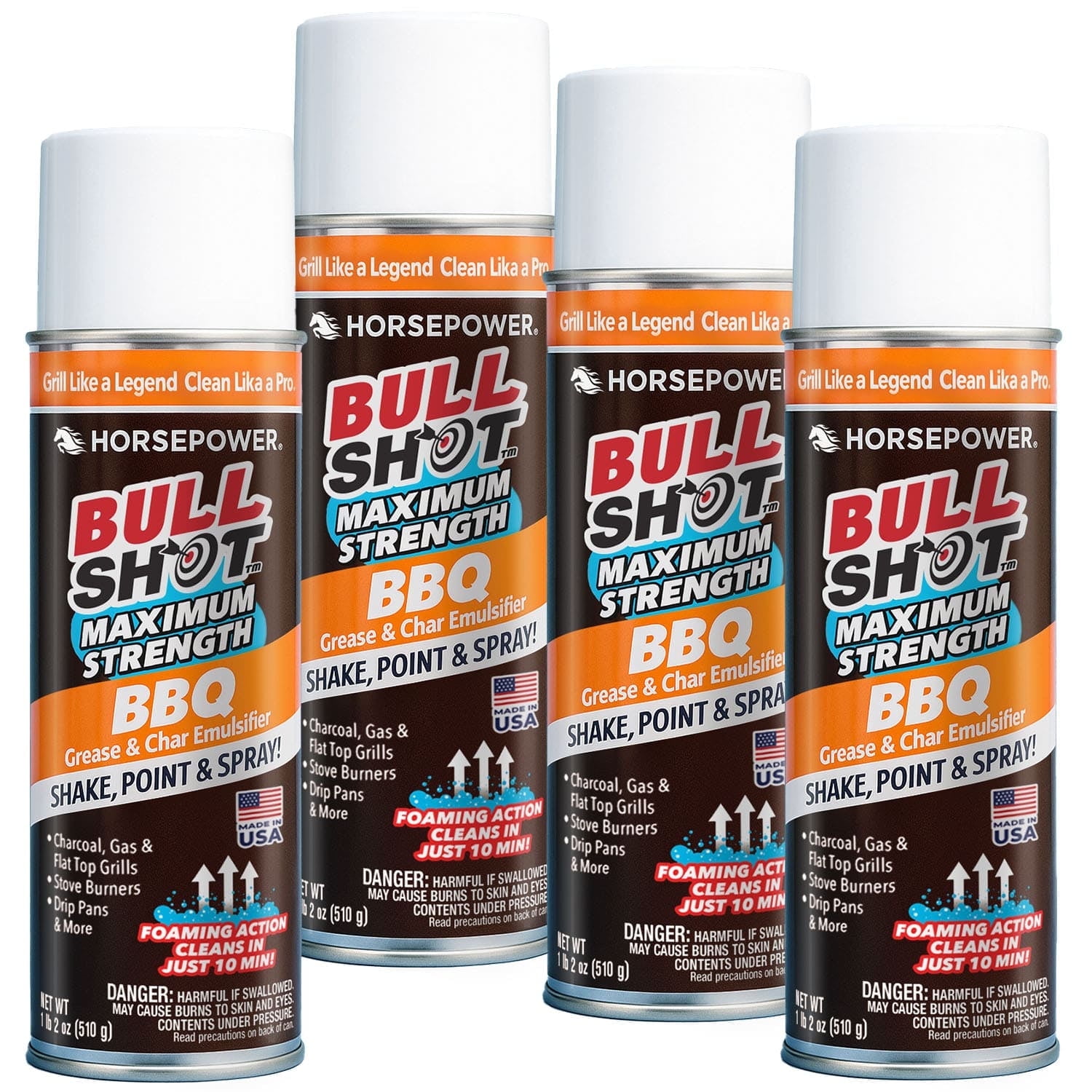 Horsepower Bull Shot BBQ Grill Cleaner, Super-Concentrated, Foaming ...
