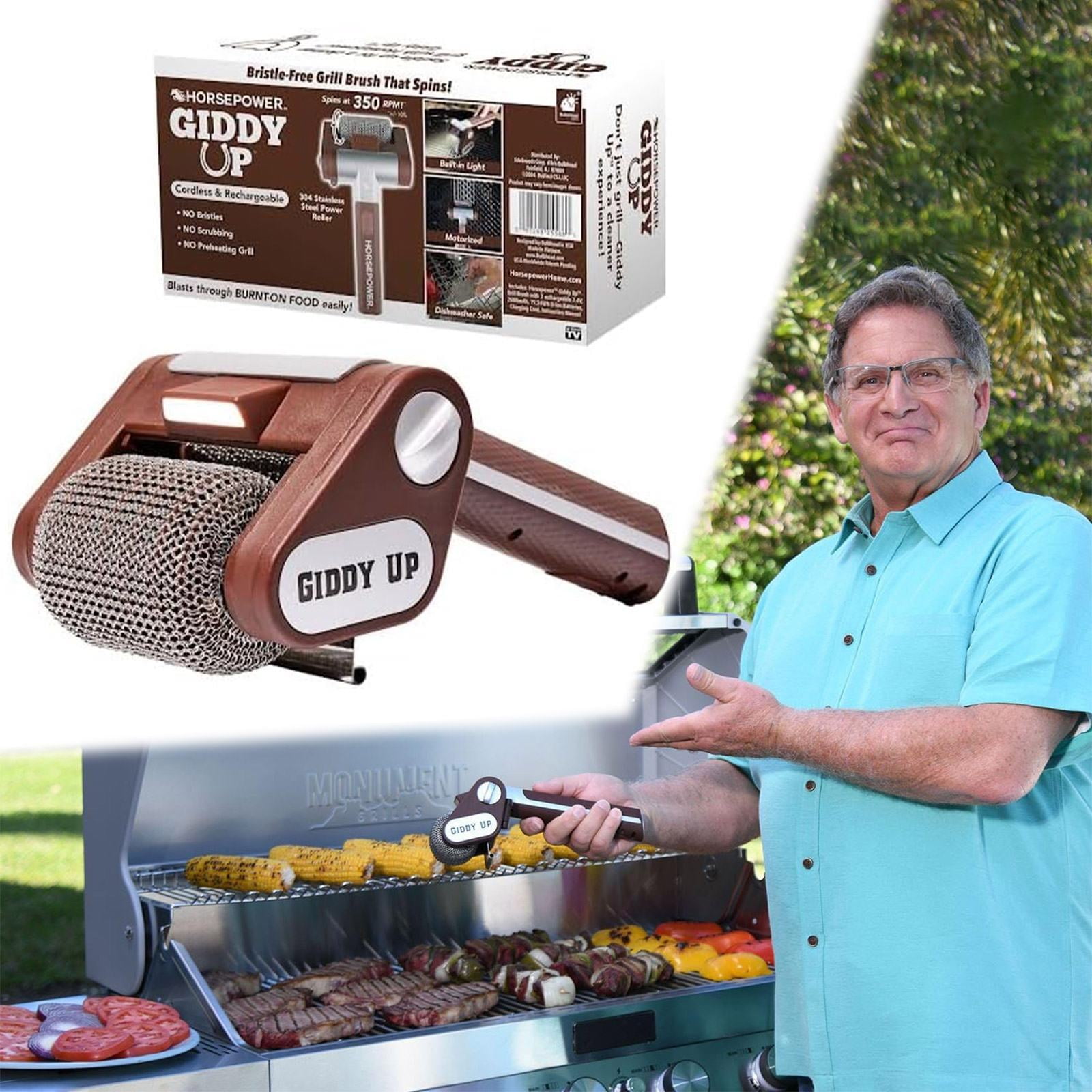 Horsepower Giddy Up Bristle-Free Spinning Grill Brush w/LED, AS-SEEN-ON ...