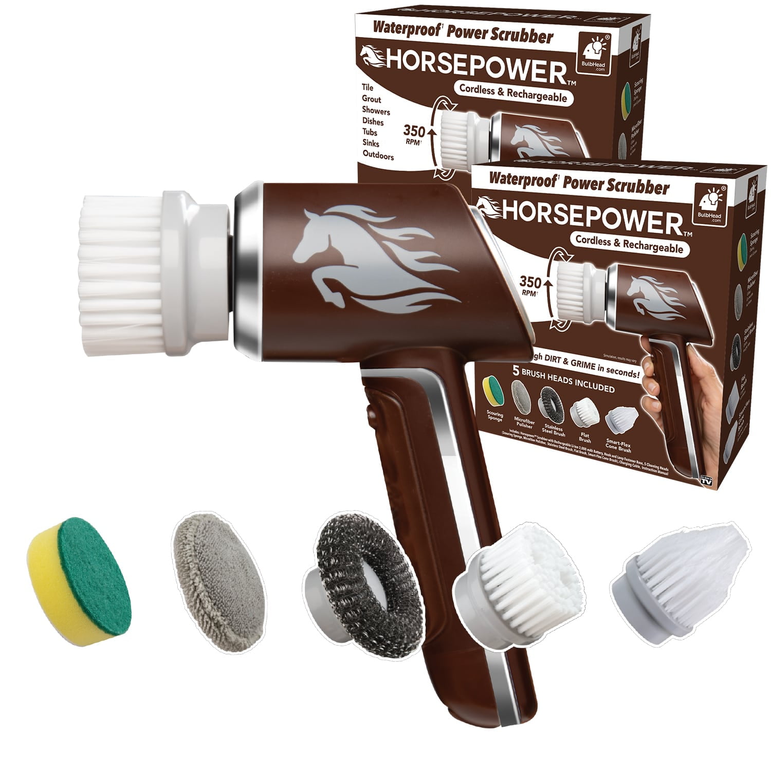 Horsepower Handheld Cordless Rechargeable Spinning Power Scrubber, As ...