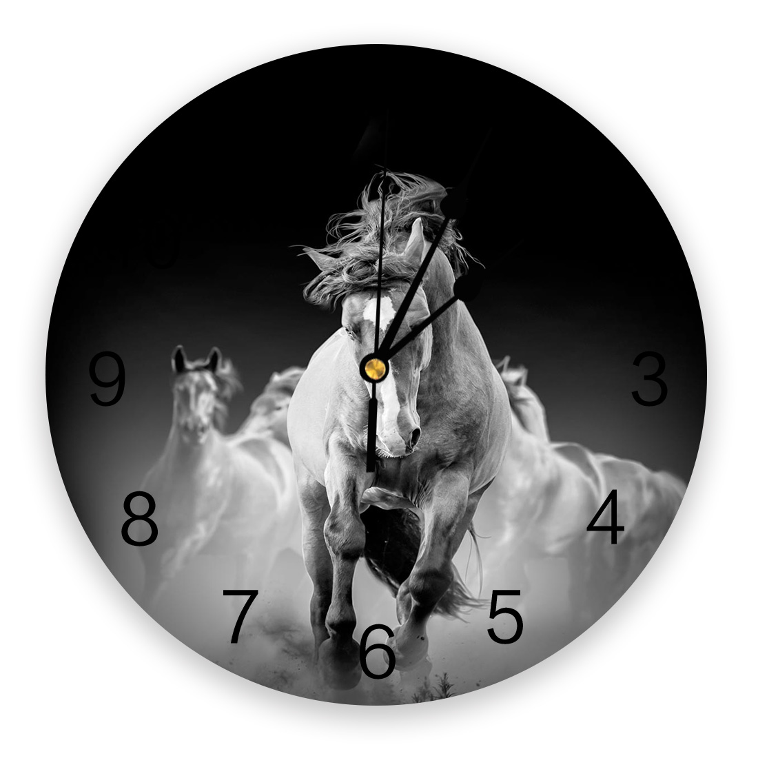 Horses And Rabbits In The Snow In Winter Wall Clock Modern Design ...