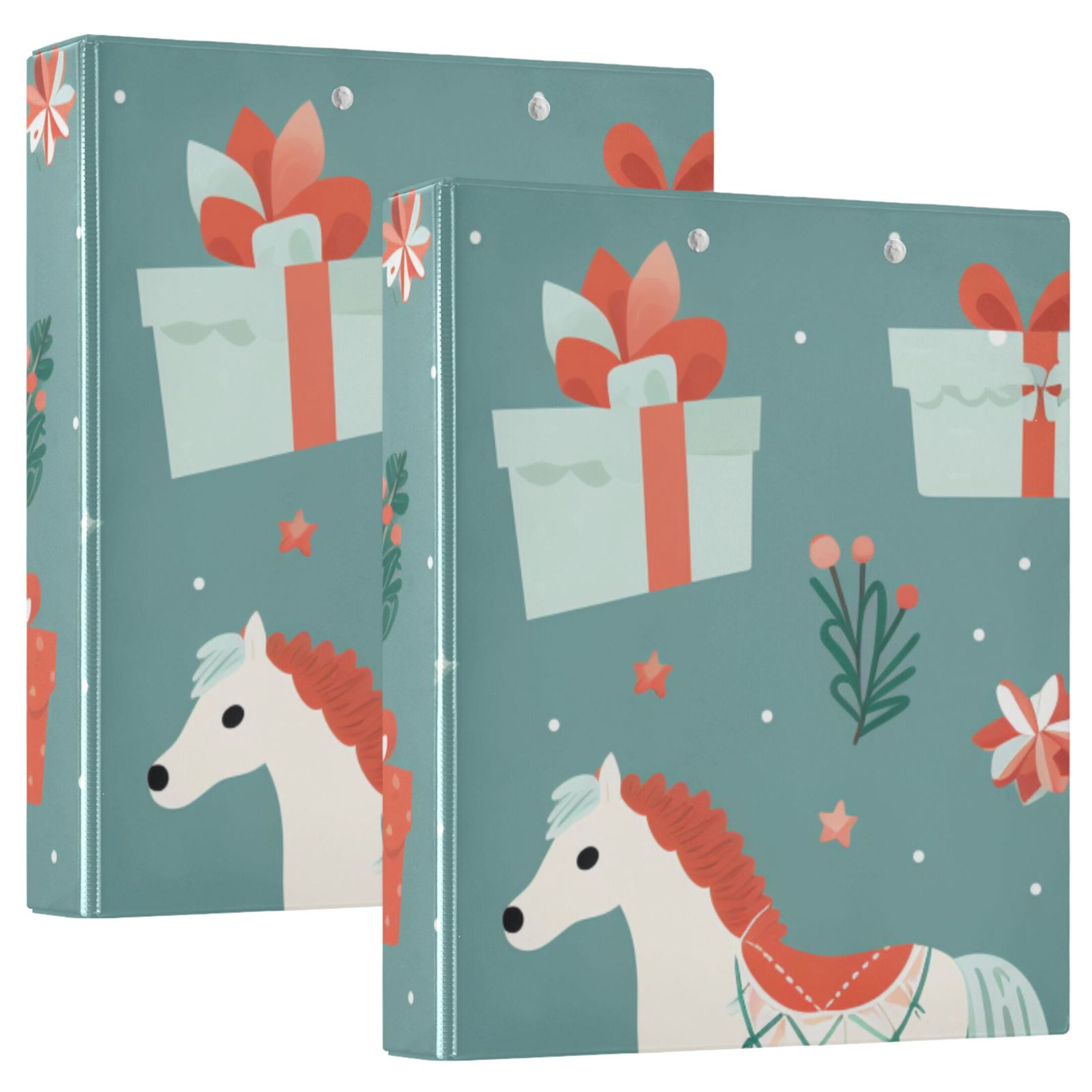 Horses Christmas Gift 3 Ring Binders 1.5 inch Hardcover File Folders ...