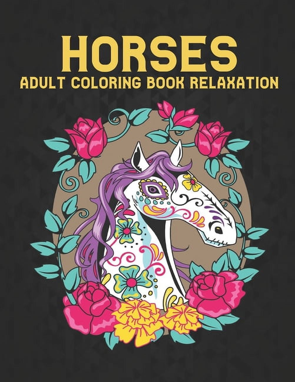 Horses Coloring Book Relaxation Adult: Coloring Book Stress Relieving ...