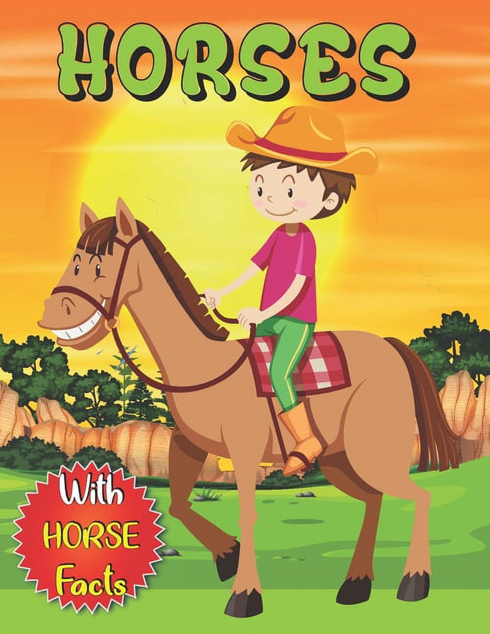 Horses: Coloring book for kids with many facts about horses . The ...