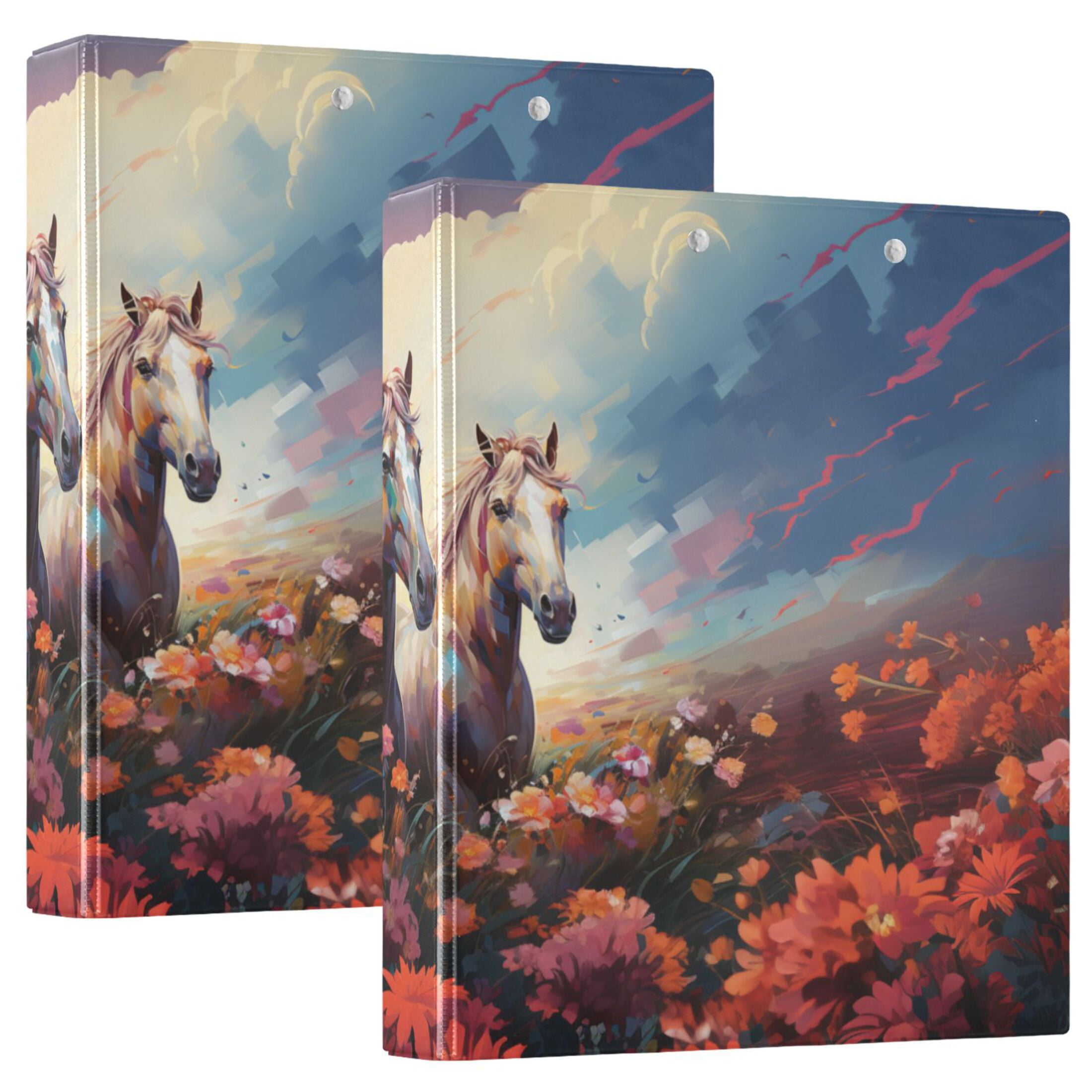 Horses Flowers Clouds Light 3 Ring Binders 1.5 inch Hardcover File ...