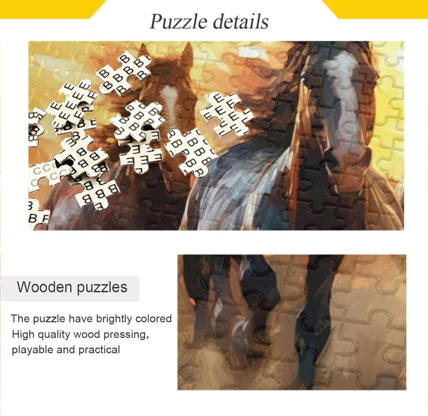 Horses Galloping Jigsaw Puzzle 500 Pieces, Zigsaw with Storage Bag and ...
