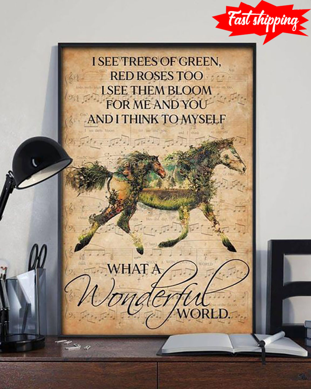 Horses I See Trees Of Green Red Roses Too 24 x 36 Inch Poster - Walmart.com