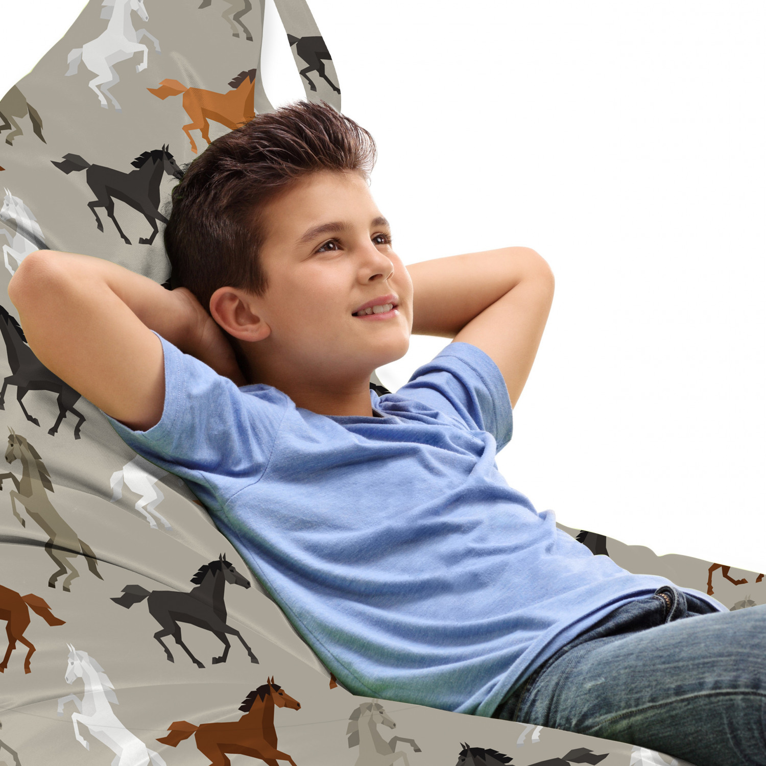 Horses Lounger Chair Bag, Abstract Stallions Simple Design Animals ...