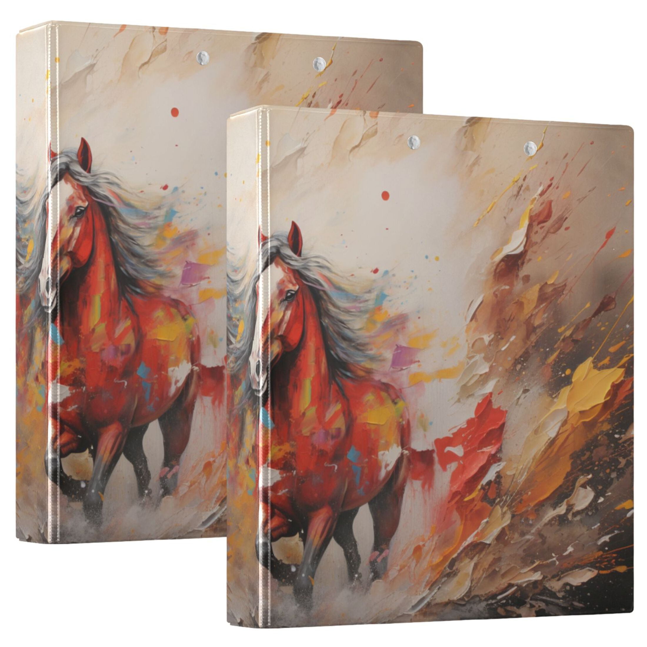 Horses Painting 3 Ring Binders 1.5 inch Hardcover File Folders with ...