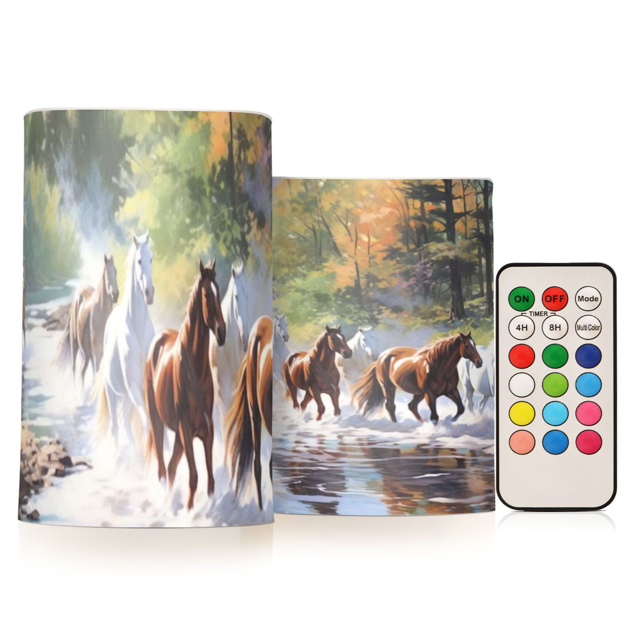 Horses Painting Flickering Flameless Candles Battery Operated with ...