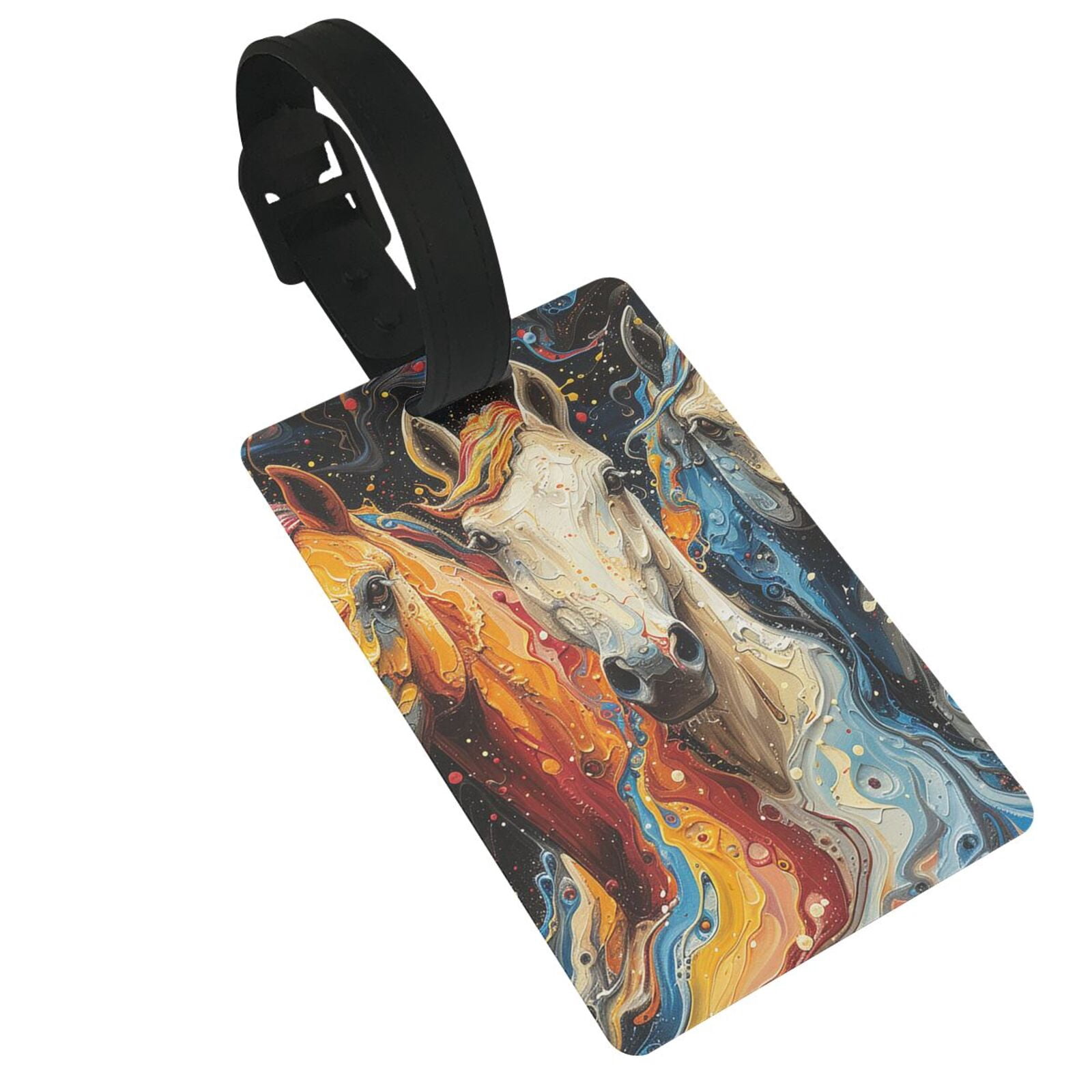 Horses Playing Psychedelic Luggage Tags Suitcases ID Baggage Identifier ...