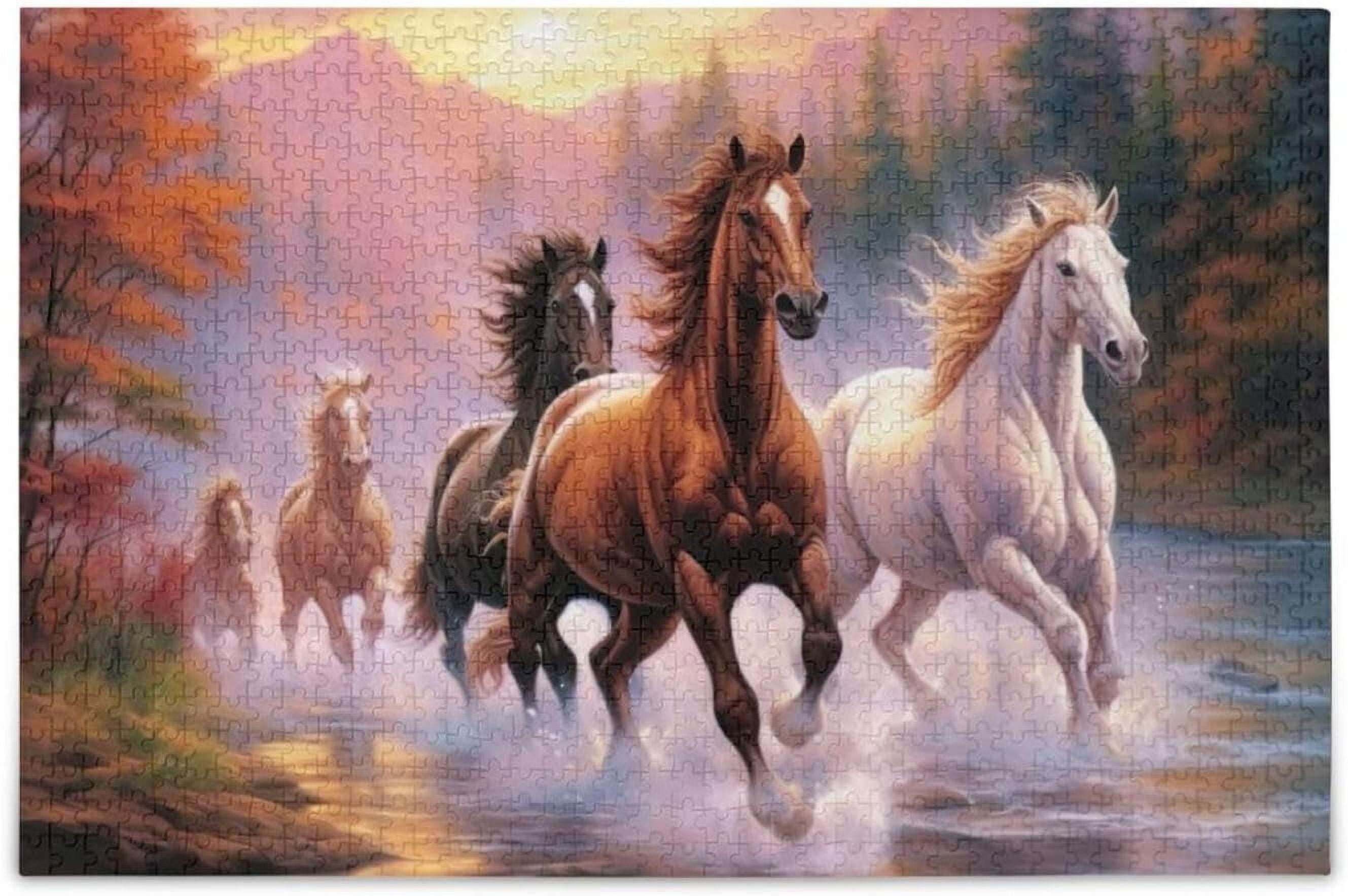Horses Running Puzzle 500 Pieces - Wooden Jigsaw Puzzles for Family ...