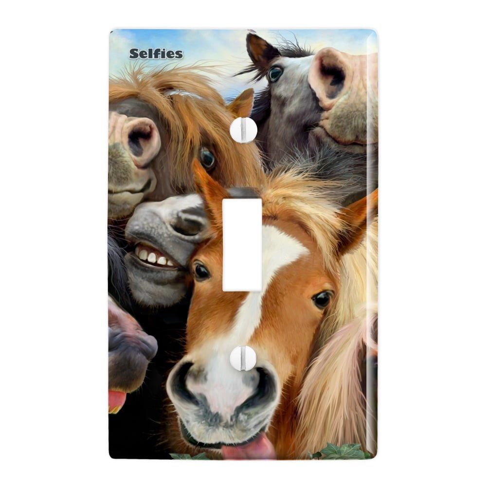 Horses Selfie Plastic Wall Decor Toggle Light Switch Plate Cover ...