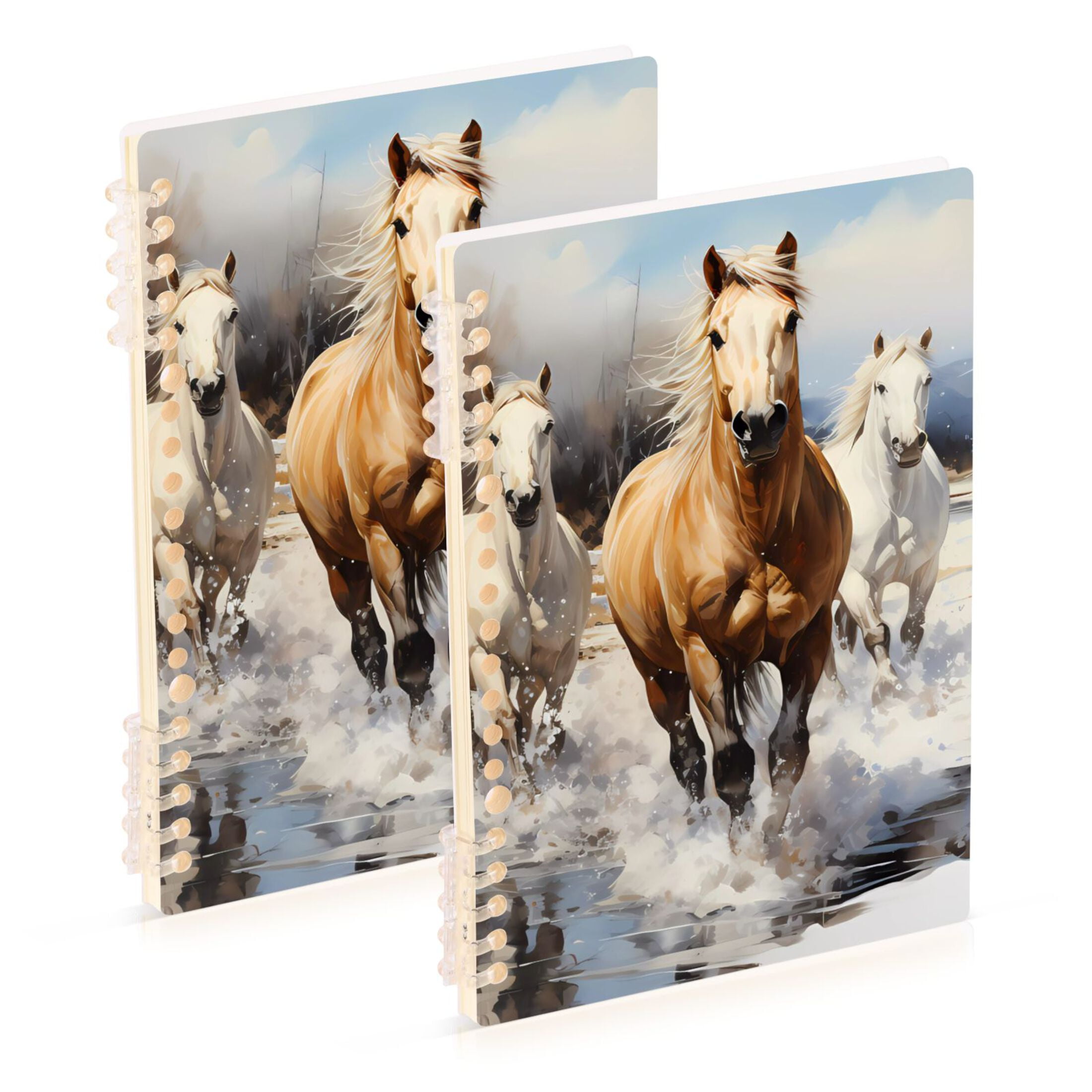 Horses Snow Pool Trees Ring Binder Notebook Journey Note Diary College ...