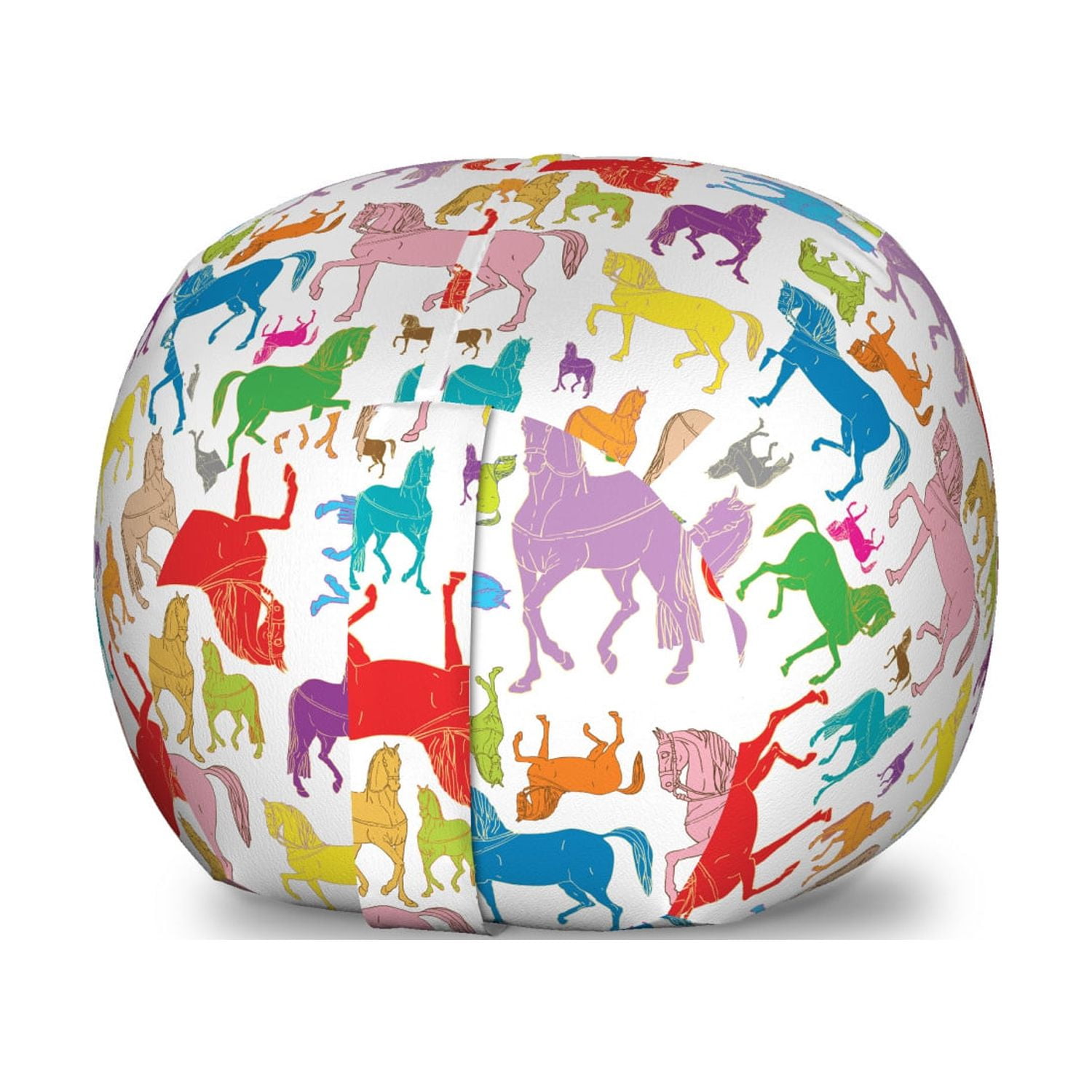 Horses Storage Toy Bag Chair, Colorful Abstract Horse Silhouette ...