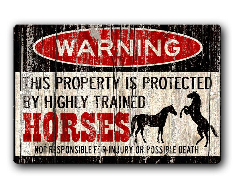 Horses Warning Sign,Funny Metal Sign,Equestrian Gift,Funny horse sign ...