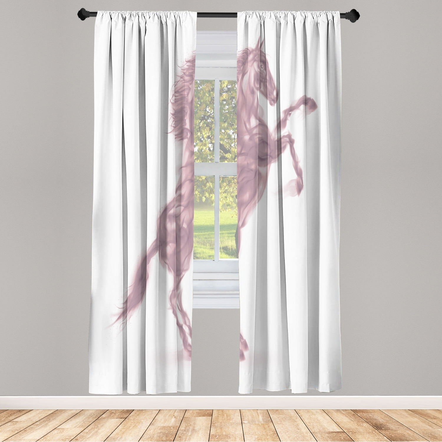 Ambesonne Horses Curtains, Gallop Animal Blazing Motif, Pair of 28"x84 ...