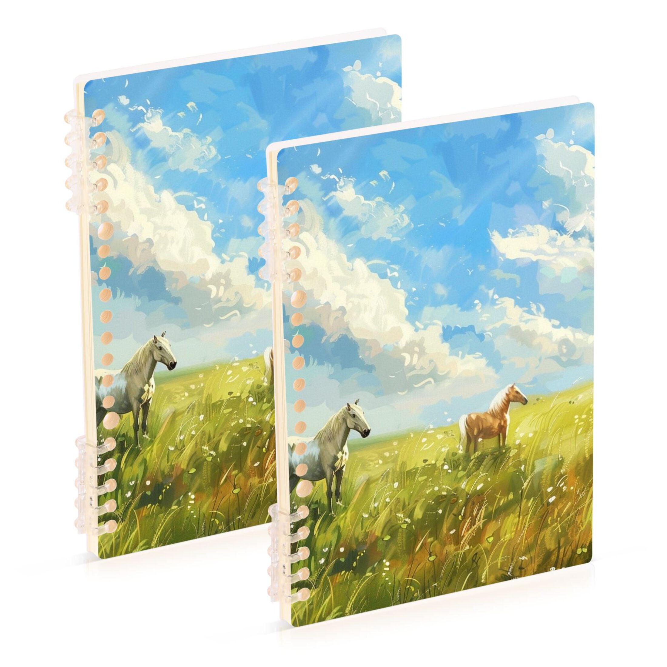 Horses in Grassland Ring Binder Notebook Journey Note Diary College ...