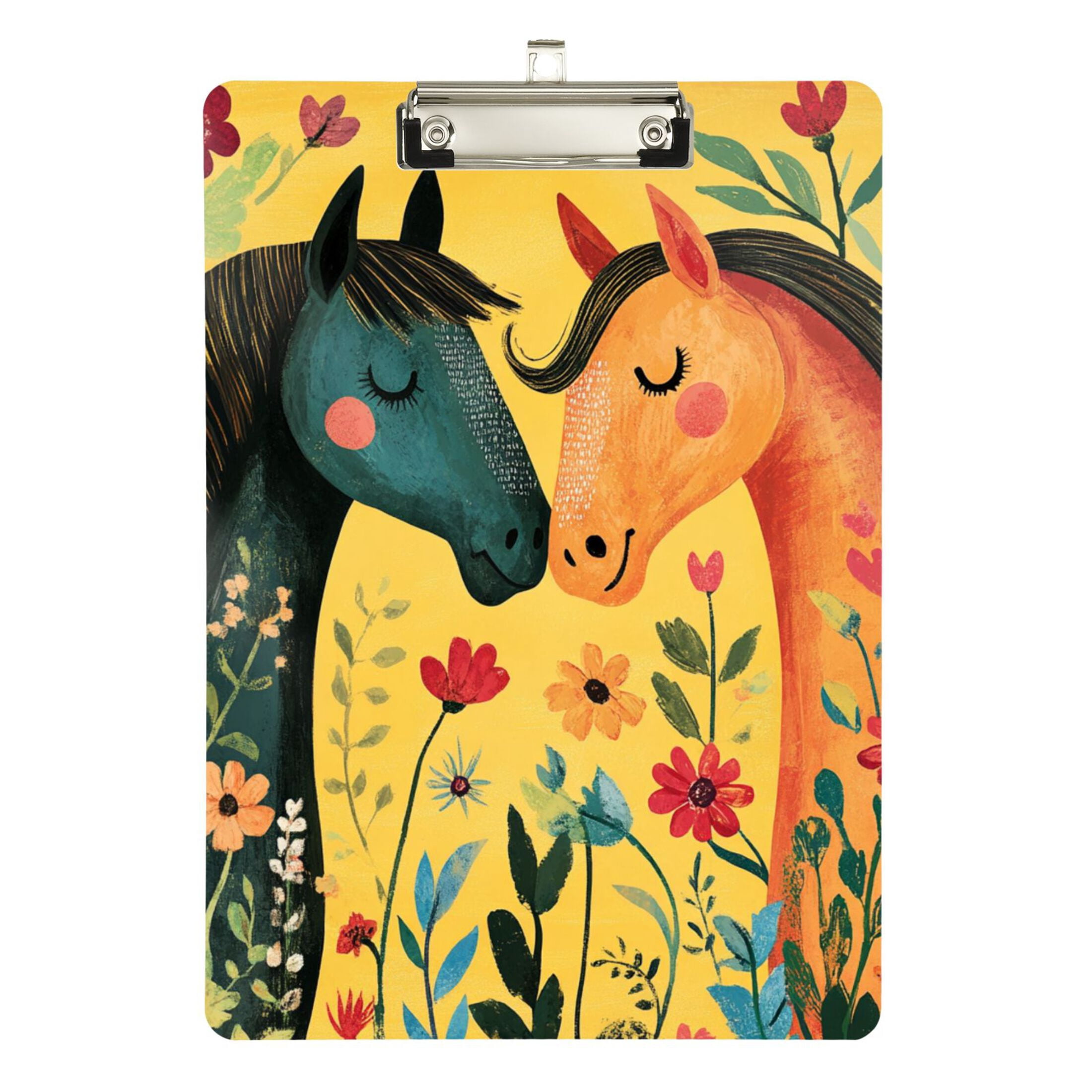 Horses in Love Florals Valentine Acrylic Clipboard Drawing Board ...