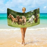 Horses in Meadow Beach Towel Camping Towel Microfiber Oversized 37" x ...