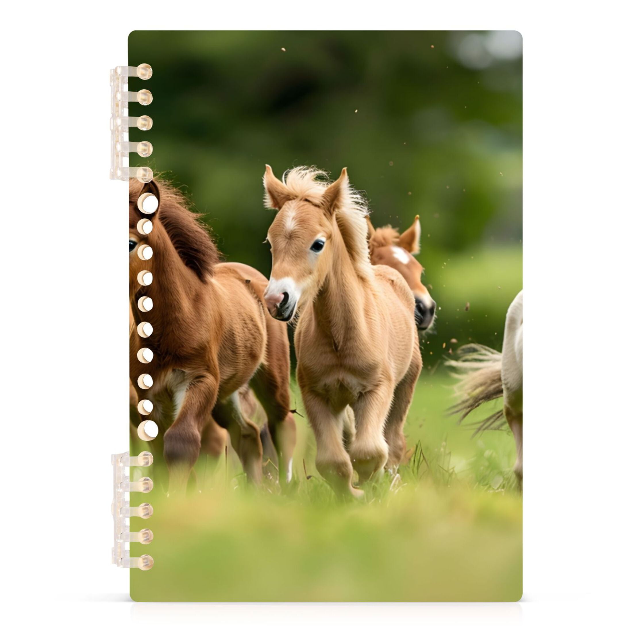 Horses in Meadow Spiral Journal Notebook College Ruled Notebook 8.3" x 5.7" A5 Lined Thick Paper ...