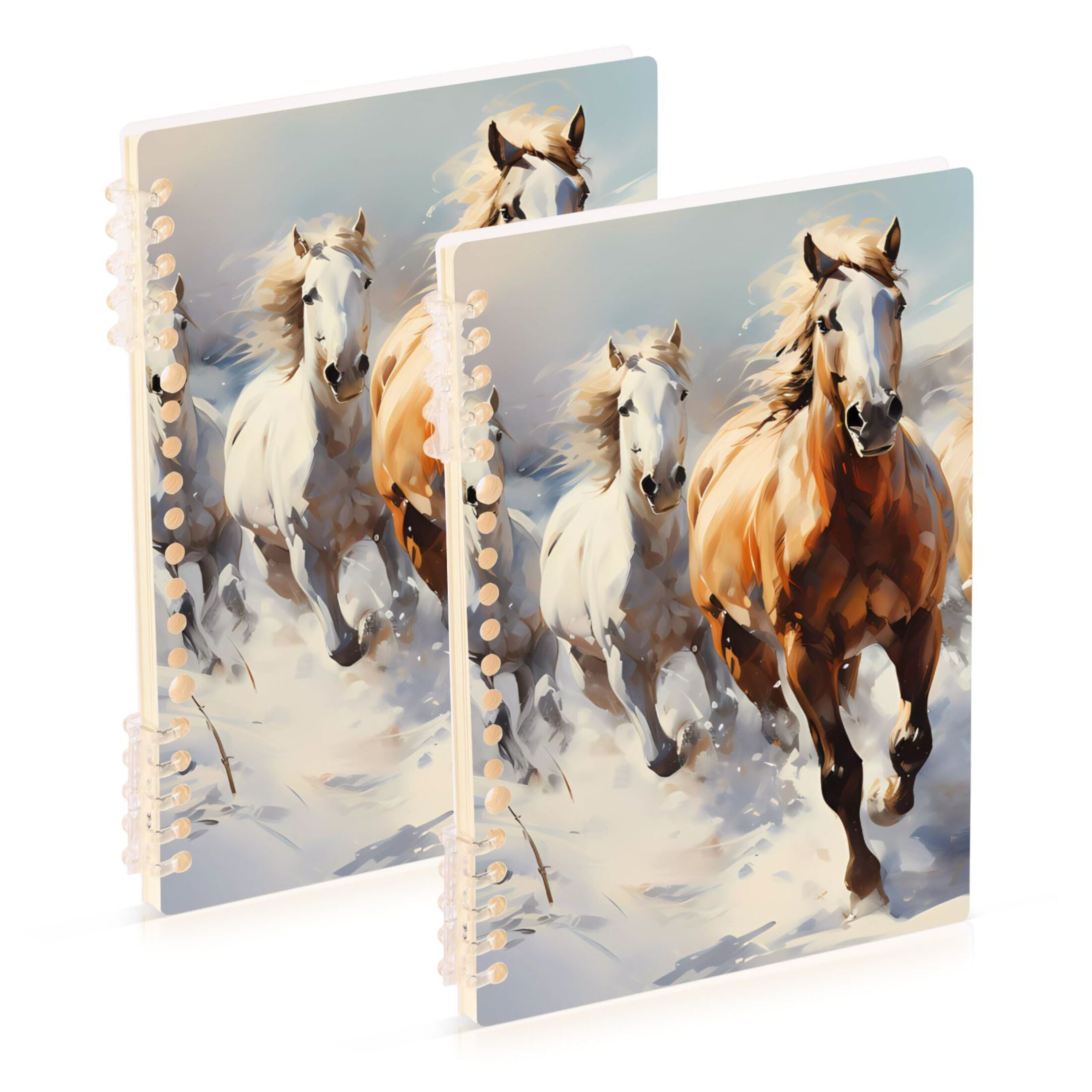 Horses in Snow Ring Binder Notebook Journey Note Diary College Ruled ...