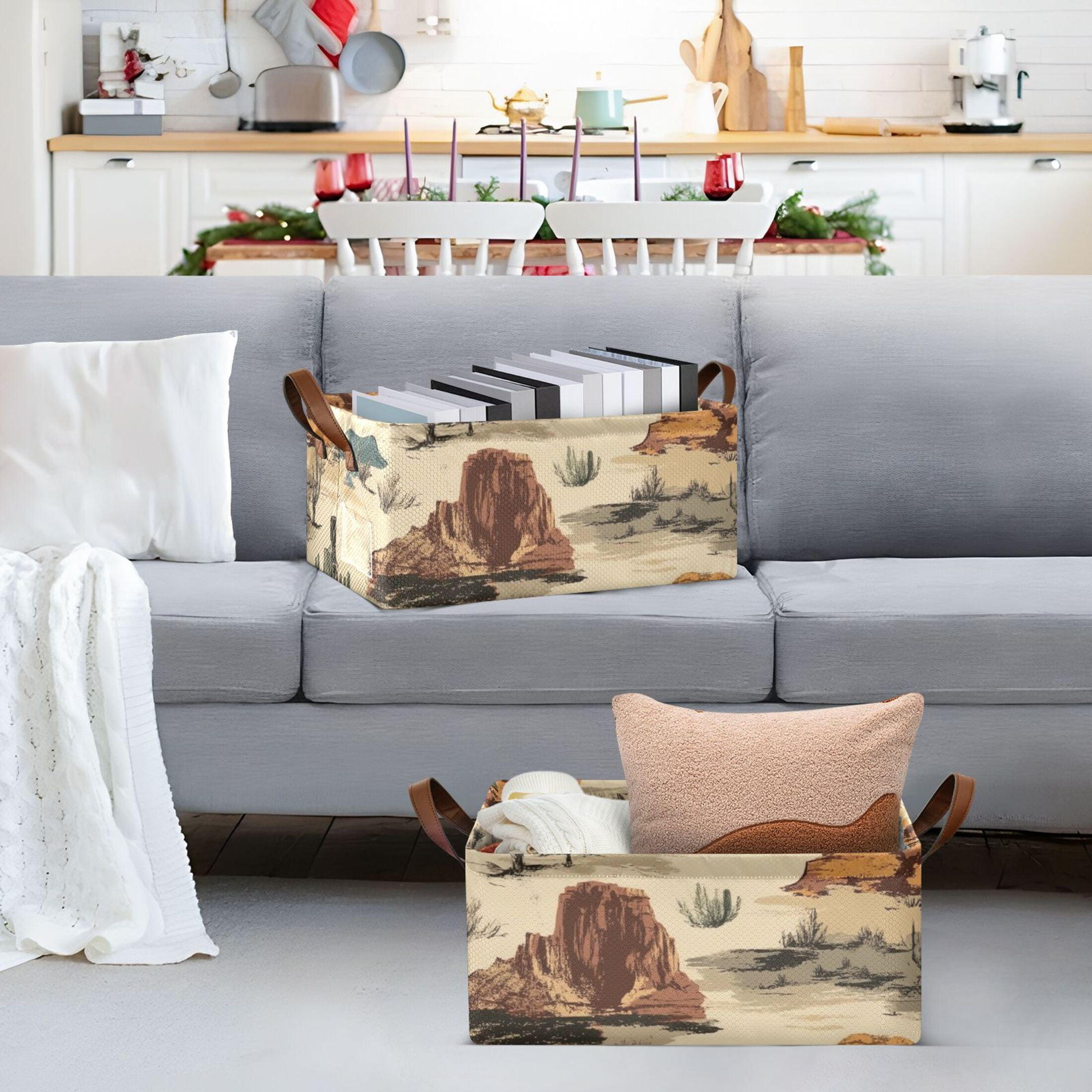 Horses in Wild West Storage Bins with Handles Foldable Storage Baskets ...
