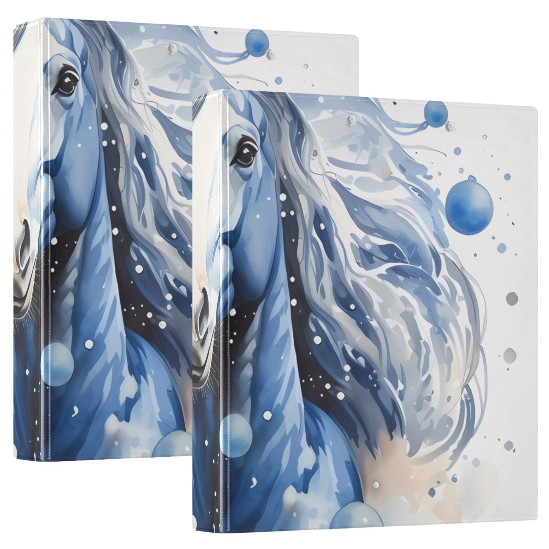 Horses with Bubbles 3 Ring Binders 1.5 inch Hardcover File Folders with ...