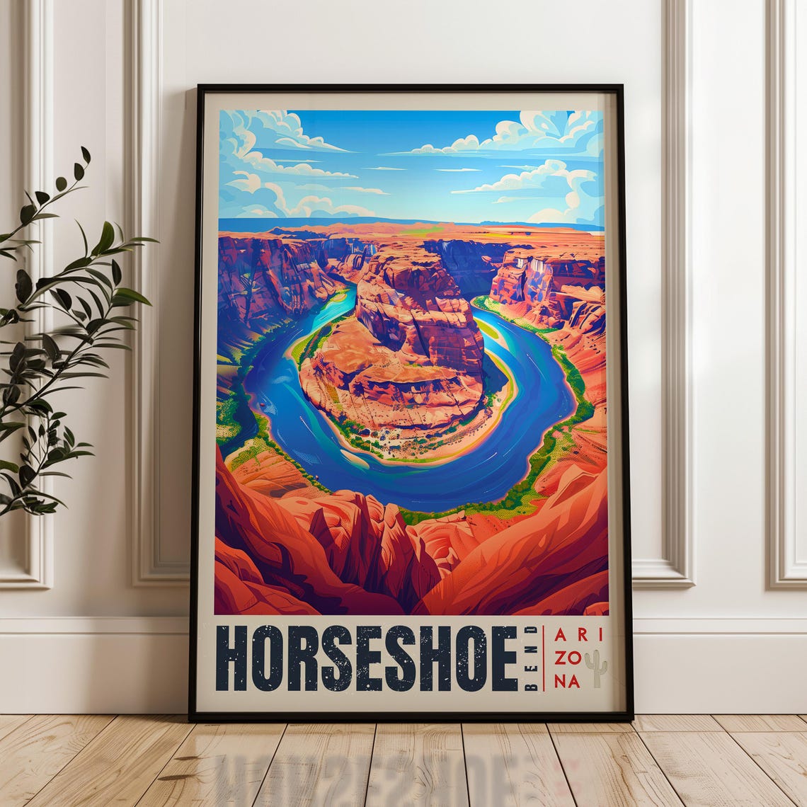 Horseshoe Bend Travel Poster - Arizona Wall Art Print, Illustration ...