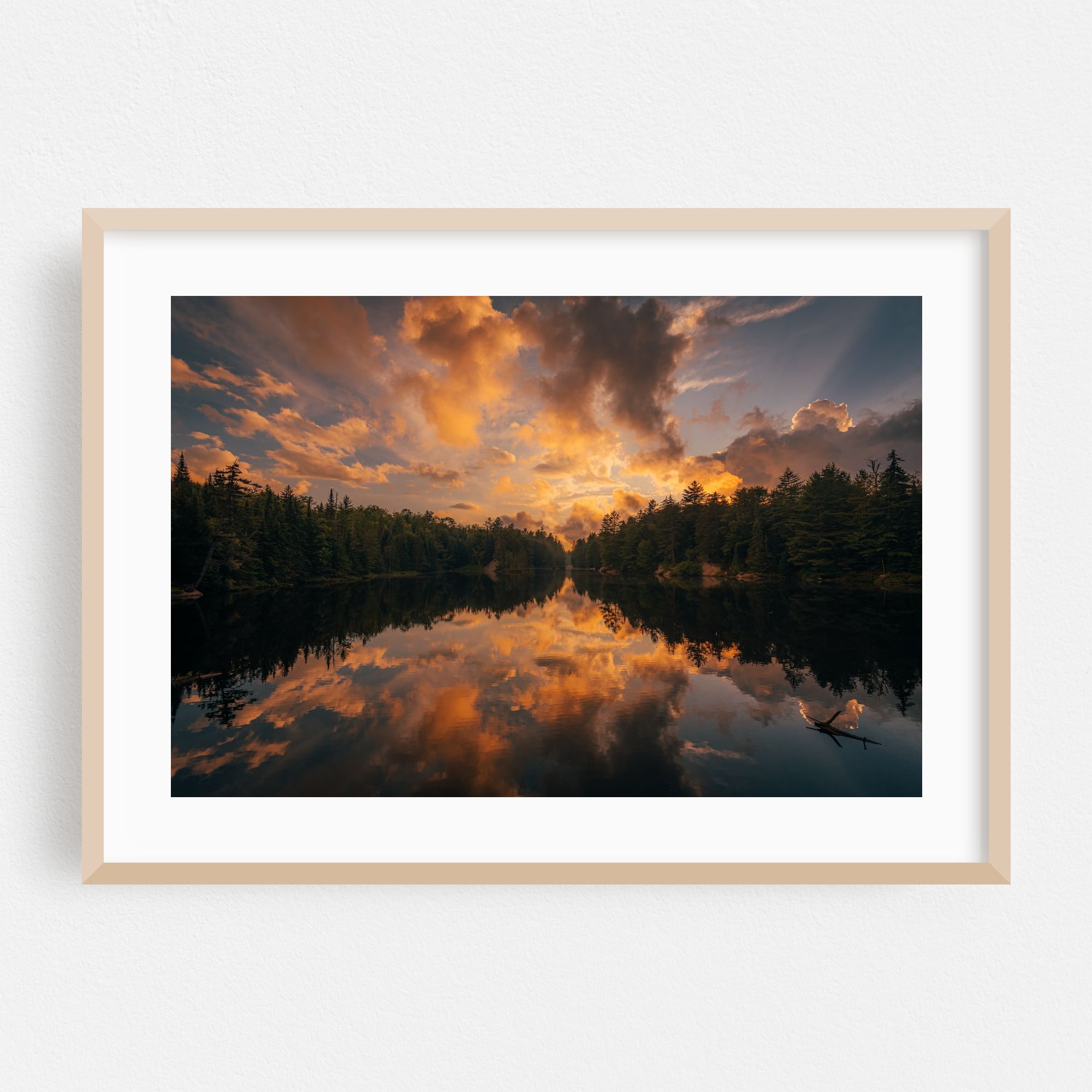 Horseshoe Lake Sunset - Tupper Lake New York Photography Oak Framed ...